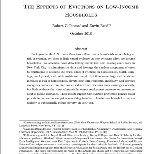 Harms and Costs of Evictions – Eviction Innovation